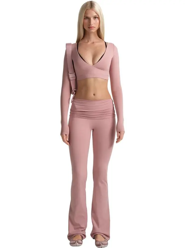 SKIMS Foldover Slim Flare Legging | Deep Neutral | | Nike Matte - Himalayan