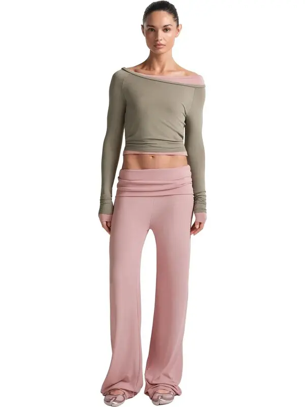 SKIMS Long Sleeve Boatneck Top Stretch Knit - Dune