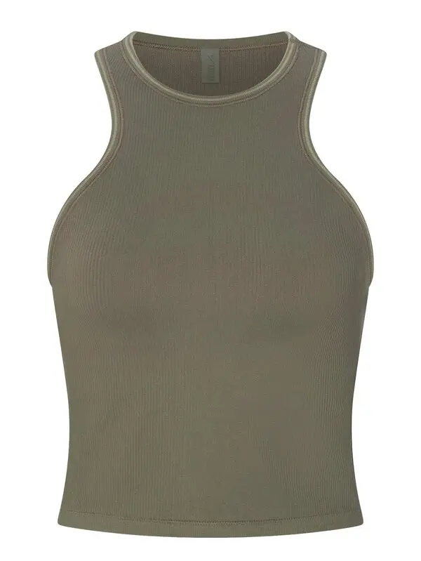 SKIMS Racer Front Tank Top - Dusty Oakmoss