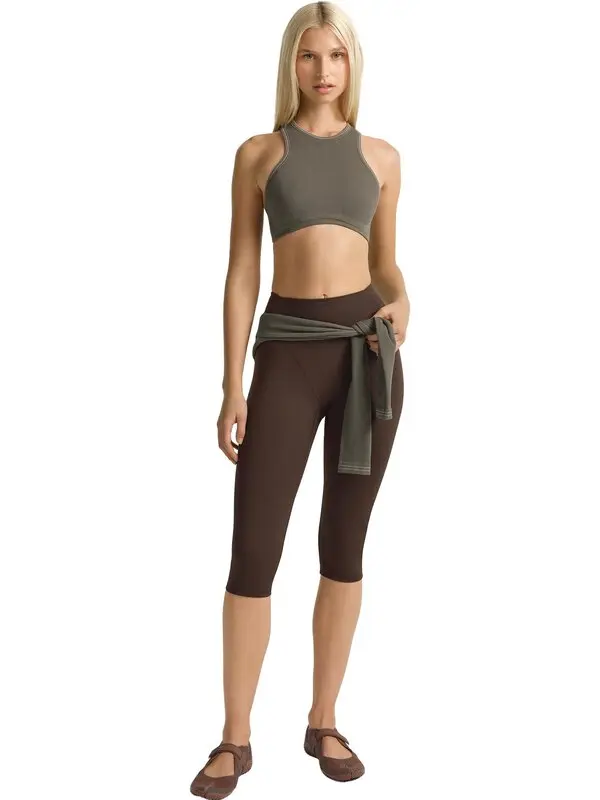 SKIMS Racer Front Bra | Green | | Nike Ribbed Seamless - Dusty Oakmoss