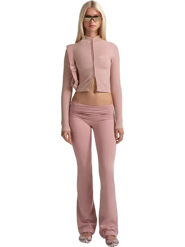 SKIMS Zip Up Ribbed Crop Jacket - Himalayan/ecru