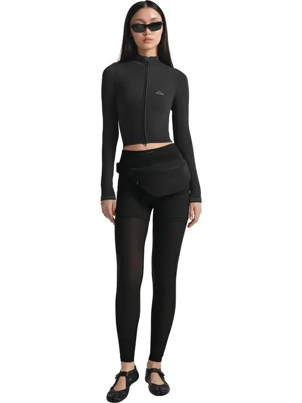 SKIMS Ribbed Seamless Zip Up Cropped Jacket - Obsidian/armor