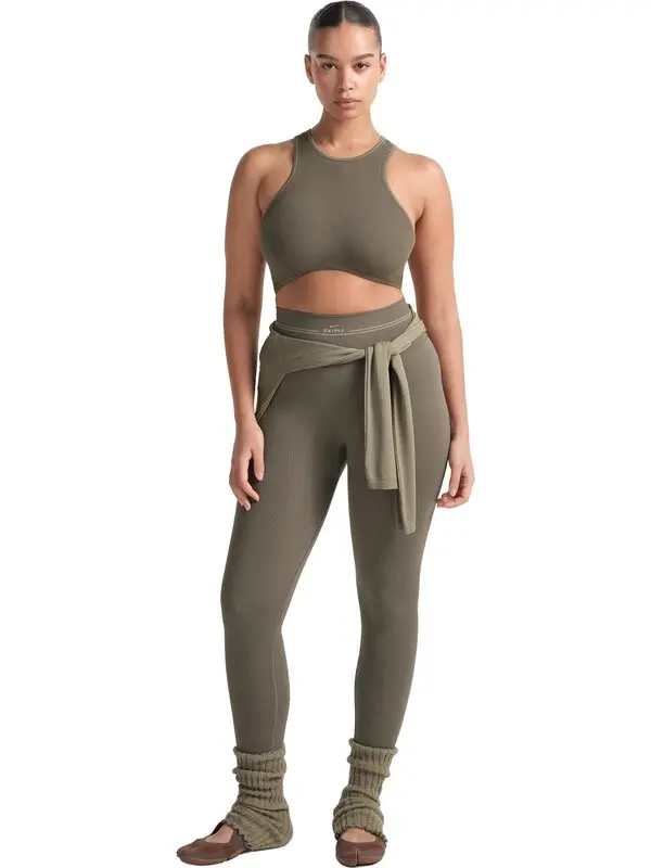 SKIMS Nike Ribbed Seamless 26 Inch Legging - Dusty Oakmoss