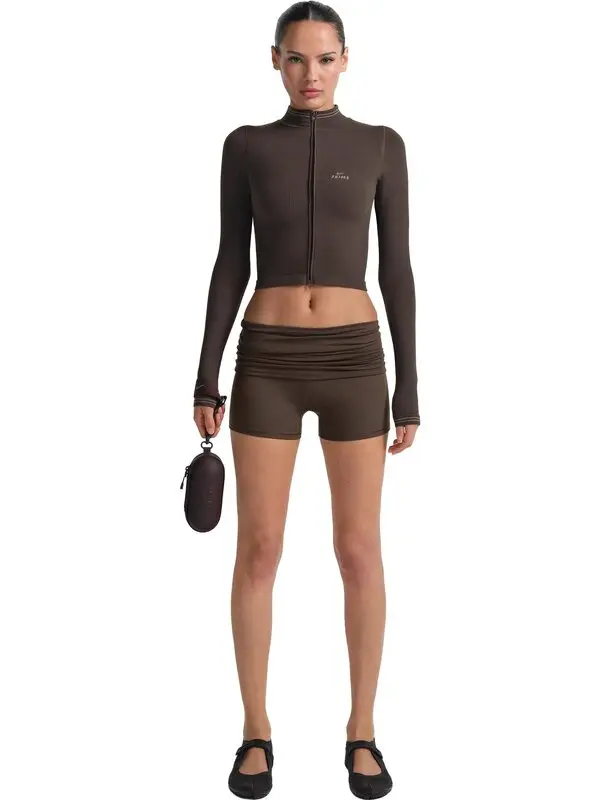 SKIMS Zip-up Ribbed Seamless Cropped Jacket - Phoenix/truffle