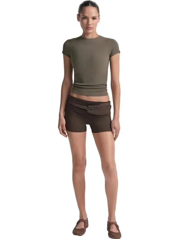 SKIMS Ribbed Seamless Baby T-shirt - Dusty Oakmoss