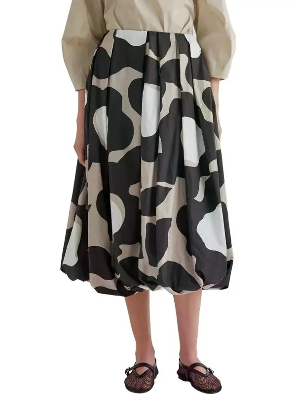 MEIMEIJ Printed Midi Skirt - Black