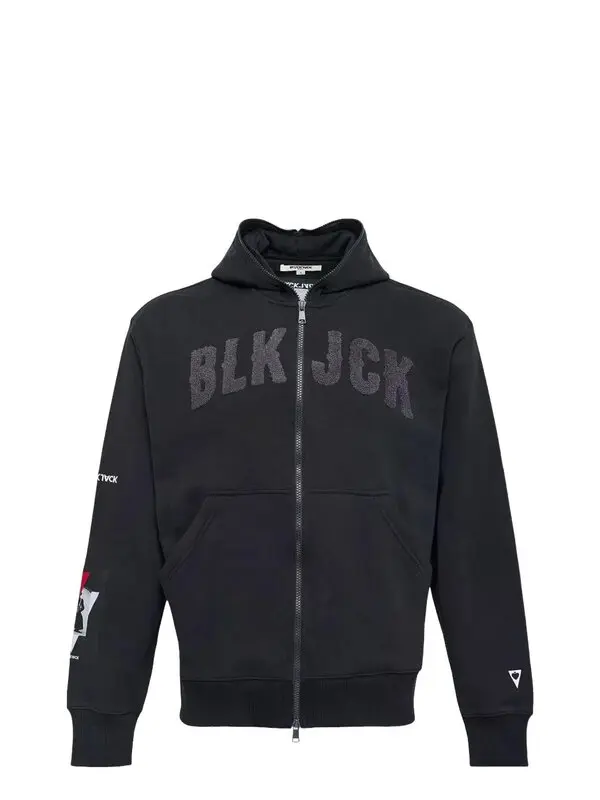 BLACKJACK Long-sleeve Zip Hoodie - Black