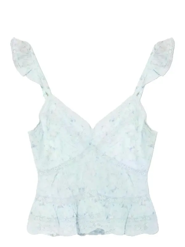LoveShackFancy Floral Print Top - Blue