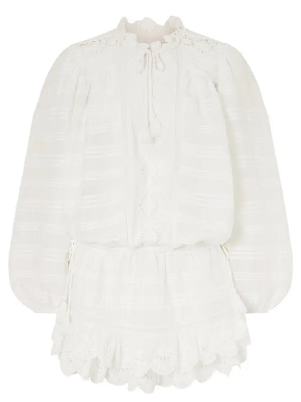 MARANT ETOILE Preya Broderie Anglaise Cotton Mini Dress - White