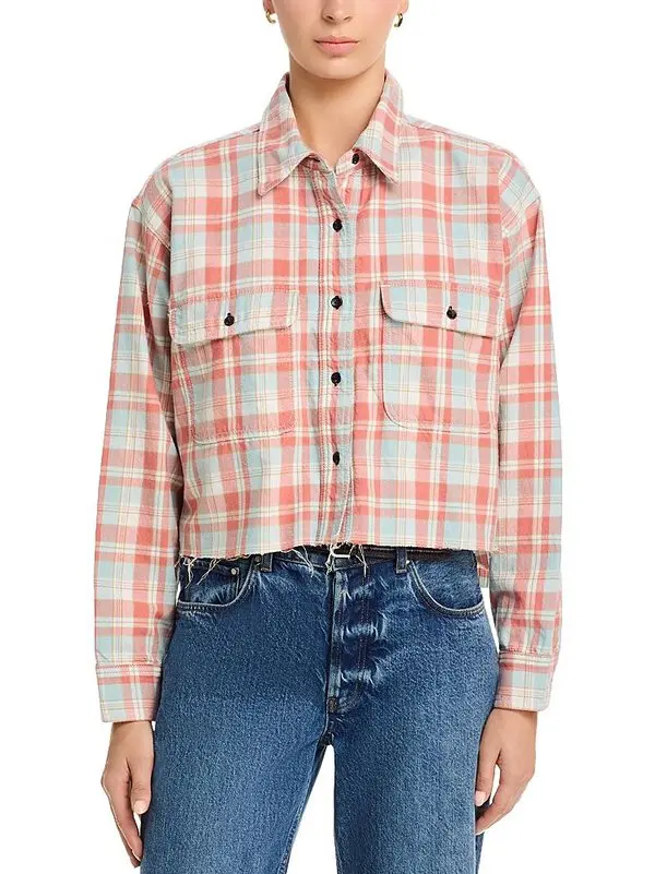 ASKK NY Crosby Plaid Flannel Shirt - Orange Plaid