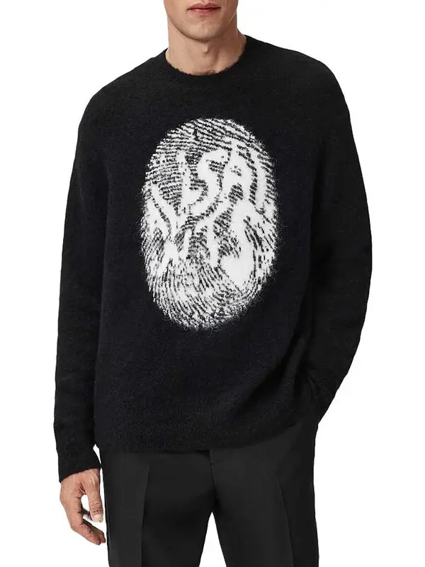 ALLSAINTS Ridges Oversized Crewneck Sweater - Black/ecru