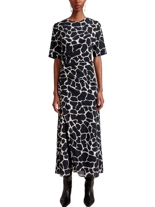LA LIGNE Stretch Silk Lydia Midi Dress - Giraffe