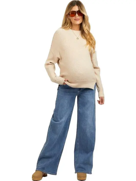 PINKBLUSH Wide Leg Maternity Jeans - Blue