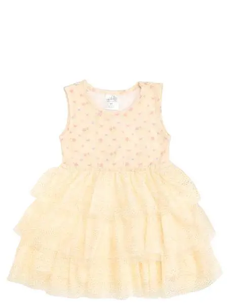 SWEET WINK Floral Print Tank Dress With Tulle Skirt - Pastel Yellow