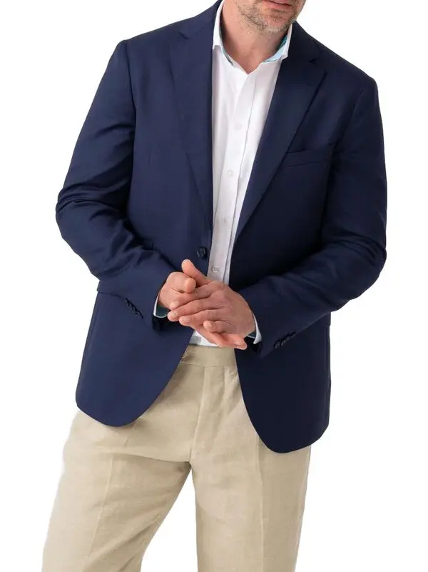 KOY CLOTHING Tailored Wool Blazer - Navy