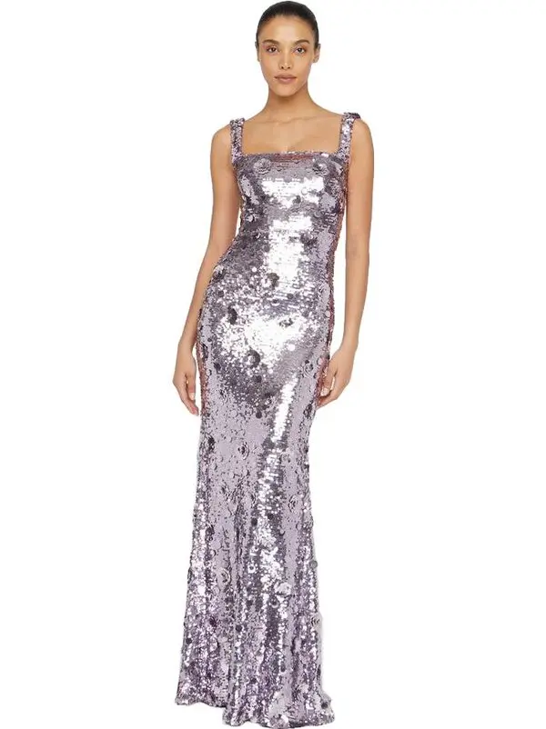 Theia Serafina Sequin Gown - Chrome Lavender