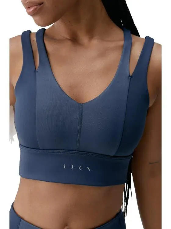 BORN LIVING YOGA Medium Support Performance Sport Top - Sailor Blue