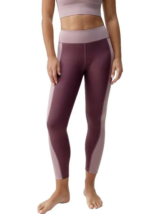 BORN LIVING YOGA Maiko 7/8 Performance Medium Rise Sport Leggings - Tuscany/deep Rose