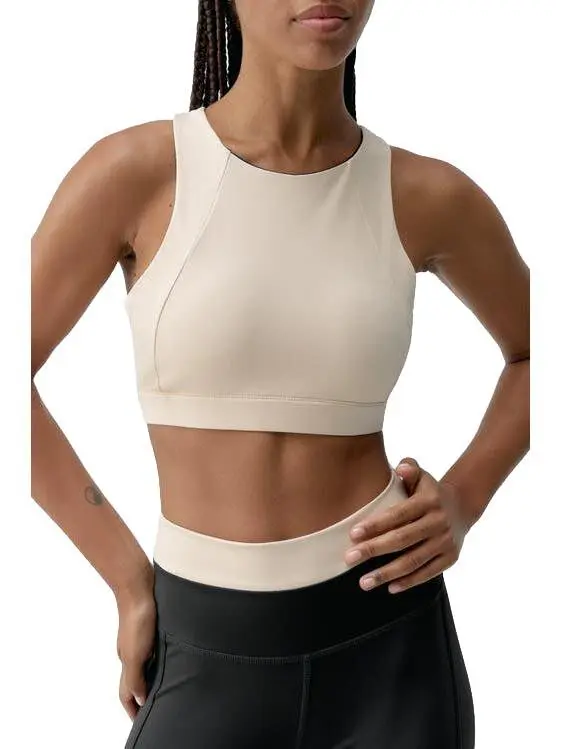 BORN LIVING YOGA Fiorella High Support Performance Sport Top - Black/stone