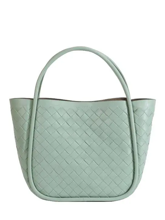 FURNIQ UK Portland Woven Leather Top Handle Bag - Light Green