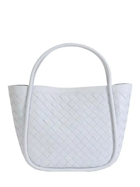 FURNIQ UK Portland Woven Leather Top Handle Bag - White