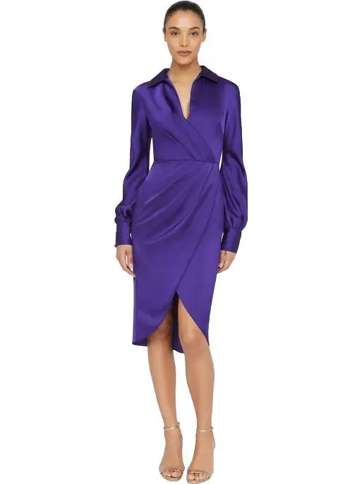 Theia Steph Shirt Wrap Dress - Empress Violet