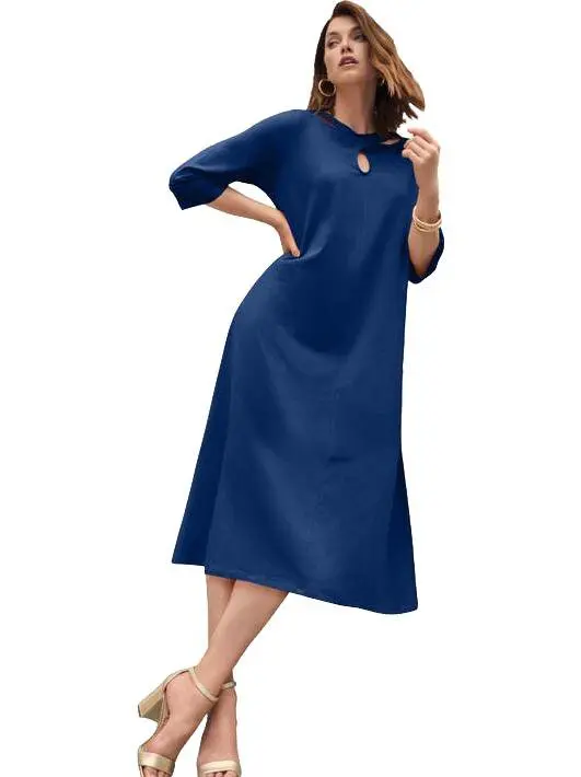 JESSICA LONDON Keyhole A-line T-shirt Dress - Evening Blue