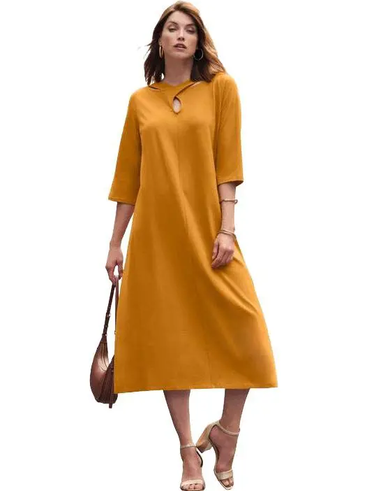 JESSICA LONDON Keyhole A-line T-shirt Dress - Rich Gold