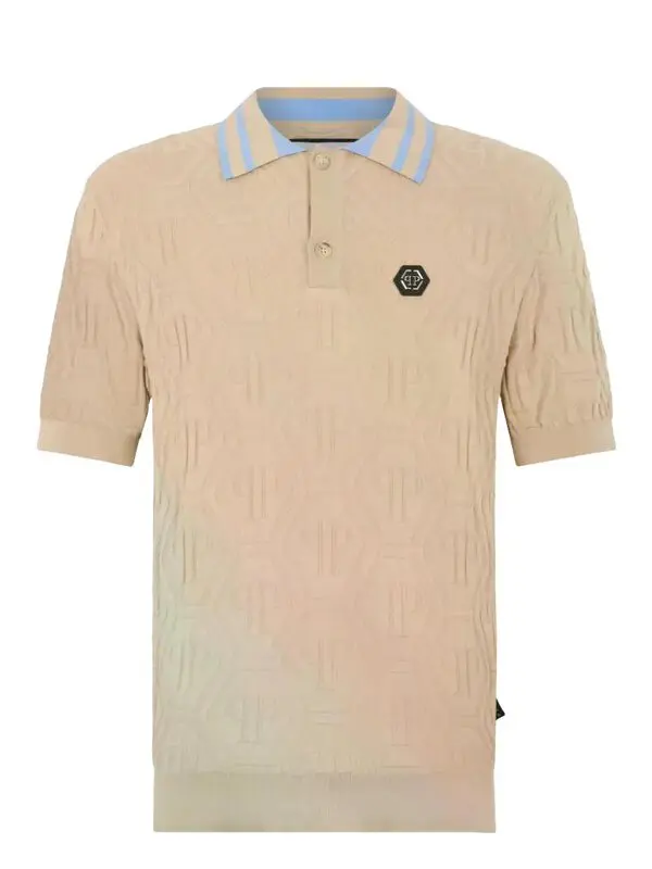 Philipp Plein Jacquard Monogram Knitted Polo Shirt - Neutrals