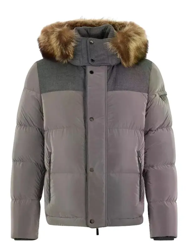 MOORER Textured-trim Padded Jacket - Grey