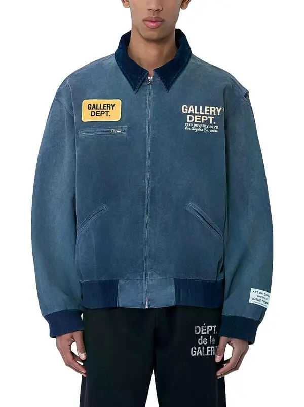 GALLERY DEPT. Embroidered-patch Zip Bomber Jacket - Blue