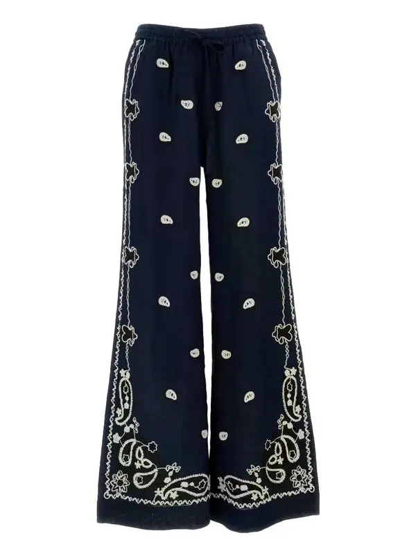 P.a.r.o.s.h Embroidered Wide-leg Trousers - Blue