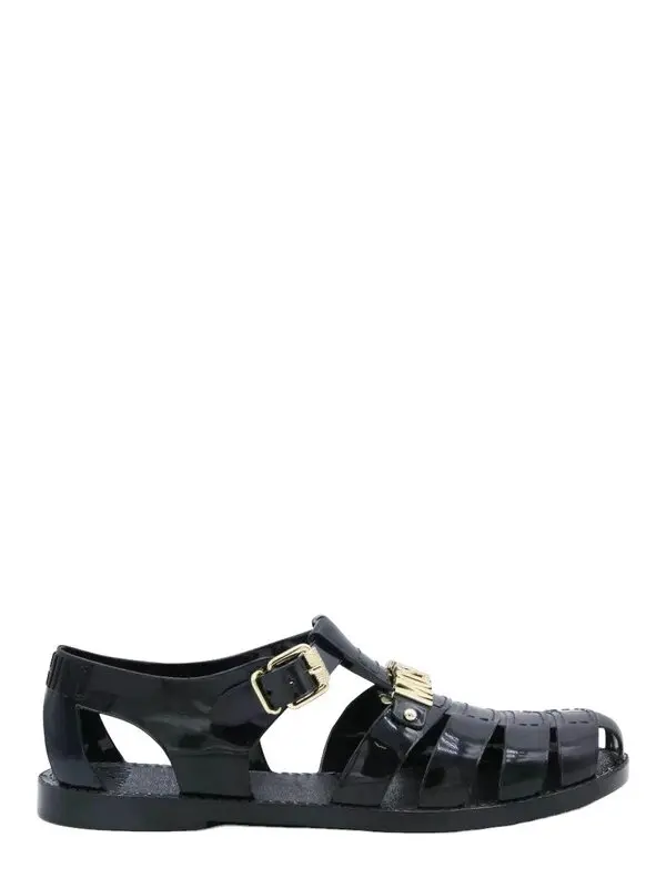 Moschino Logo Buckle Sandals - Black