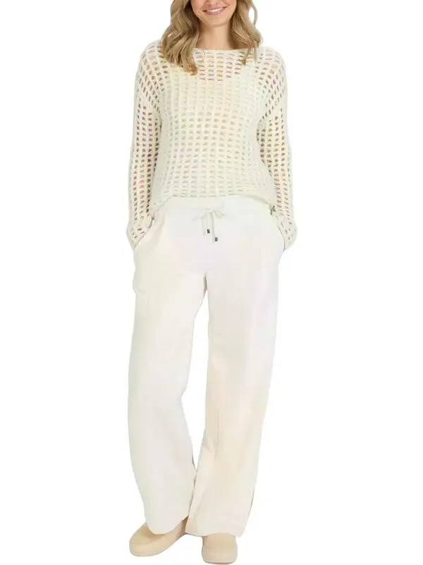 JUVIA Elenia Fleece Pleated Wide-leg Trousers - Neutrals