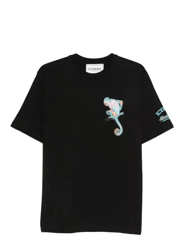 Iceberg Monkey-embroidered T-shirt - Black