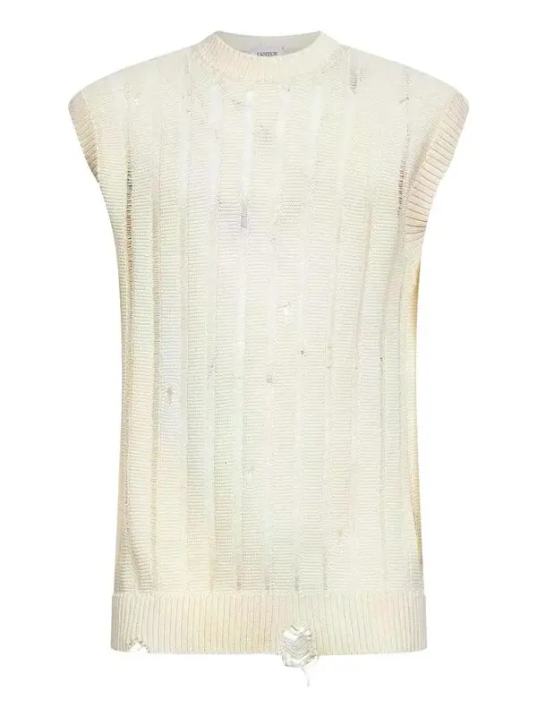 LANEUS Ribbed-knit Vest - Neutrals