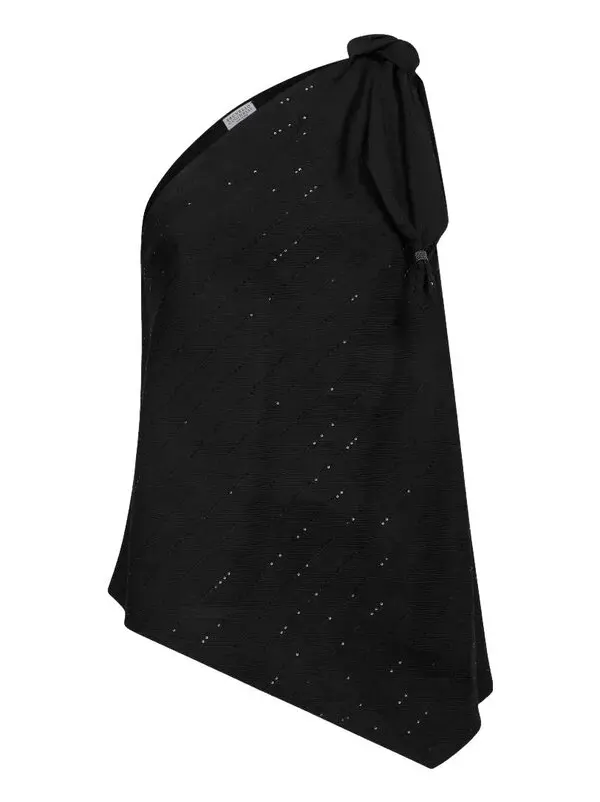 Brunello Cucinelli Sequin-embellished Asymmetric Blouse - Black