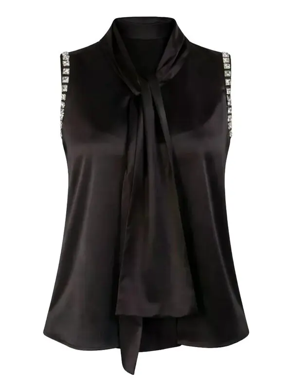 Pinko Crystal Embellished Pussy-bow Blouse - Black