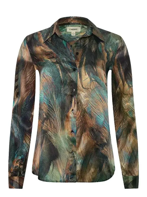 L'Agence Tyler Printed Silk Blouse - Brown