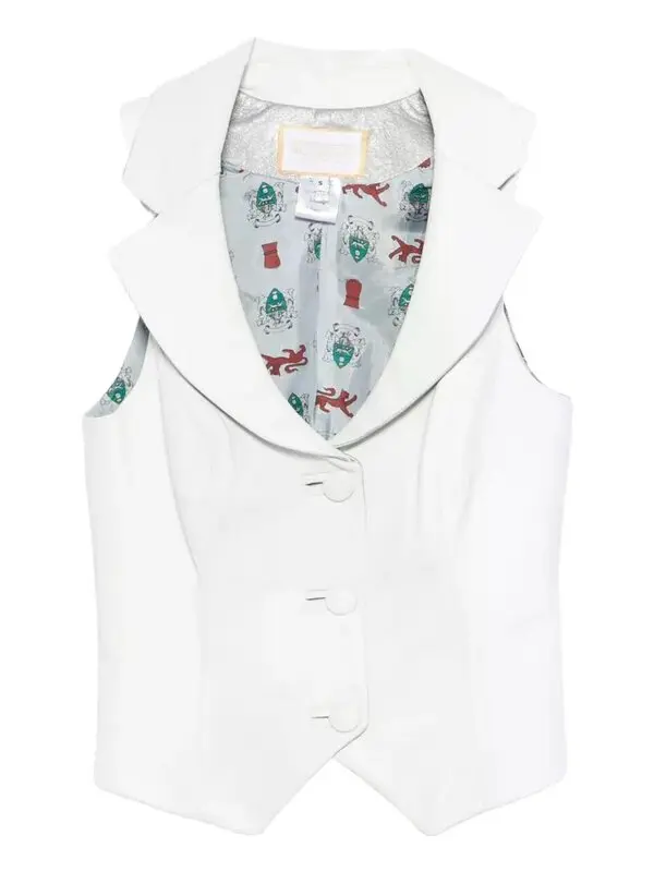 MITILIANE COUTURE Shawl Collar Leather Vest - White