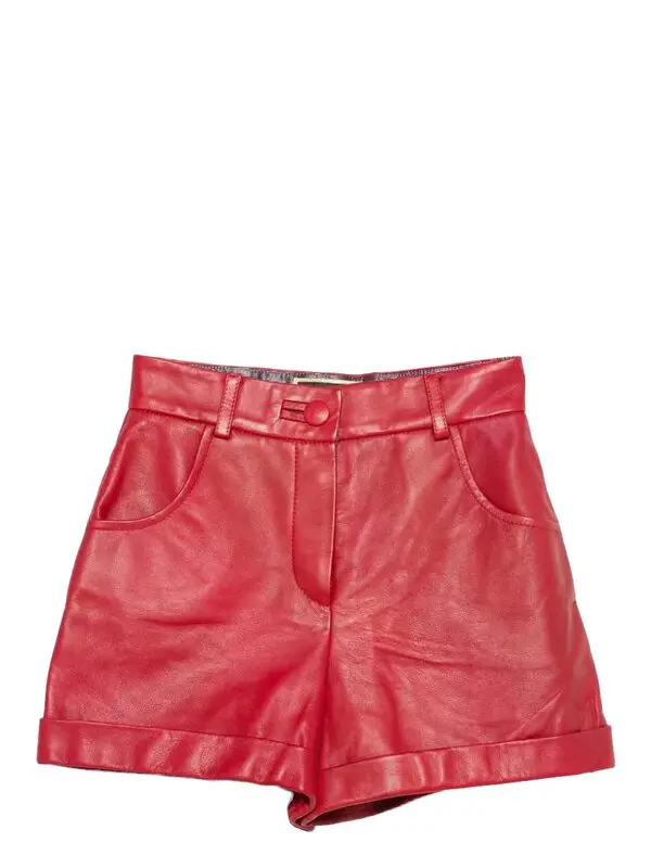 MITILIANE COUTURE Button Leather Shorts - Red