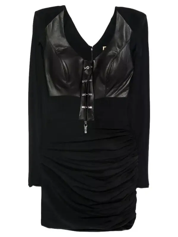 MITILIANE COUTURE Leather-panel Mini Dress - Black