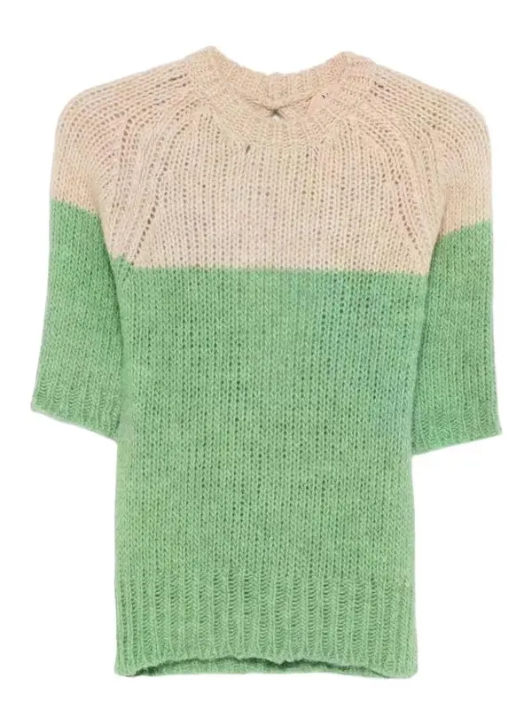 N°21 Colour-block Sweater - Green