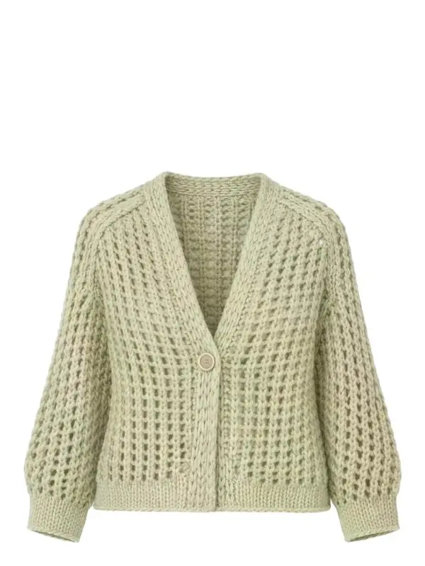 Iris Von Arnim Open-knit Button Cardigan - Green
