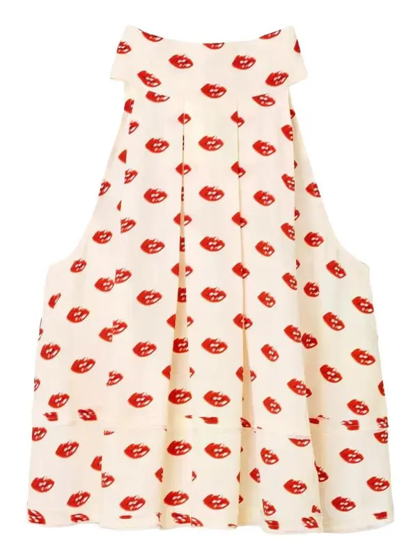 Marc Jacobs Lips-print Halterneck Top - Neutrals