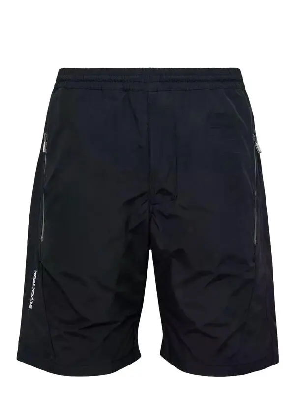 BLACKJACK Zip-pocket Elastic-waist Shorts - Black