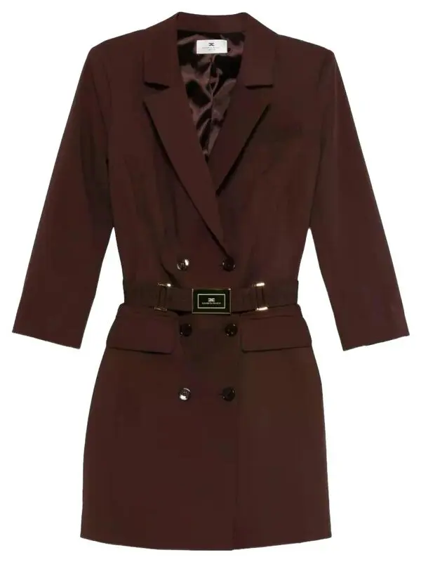 Elisabetta Franchi Button Belted Dress - Brown