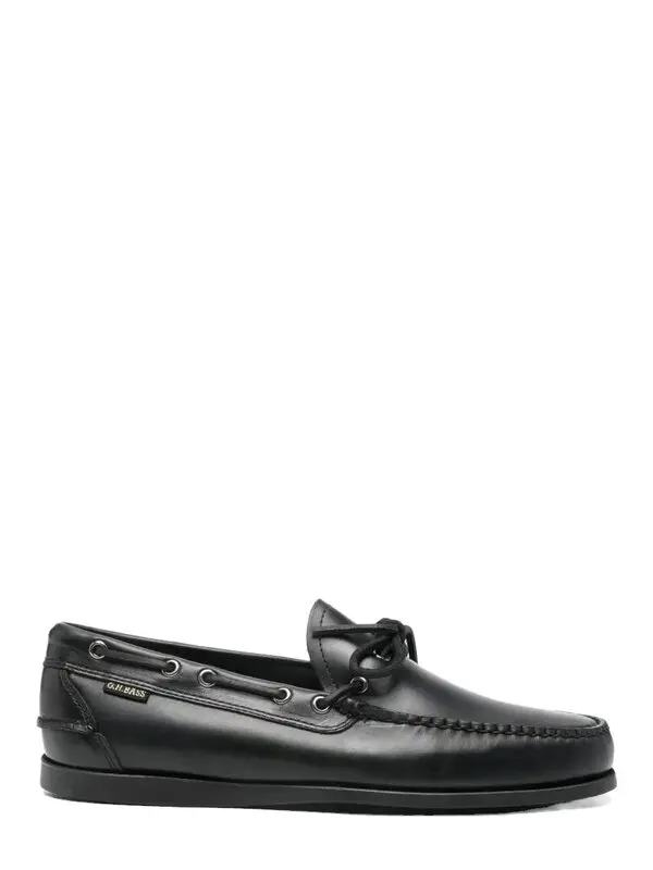 G.H.BASS Laced Leather Boat Shoes - Black