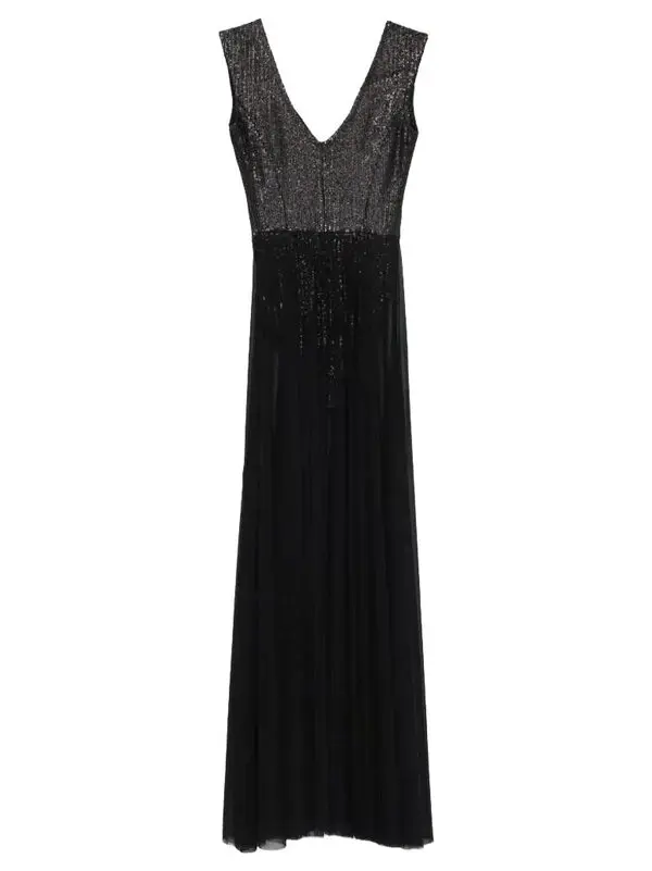 Norma Kamali Sequin-embellished V-neck Maxi Dress - Black