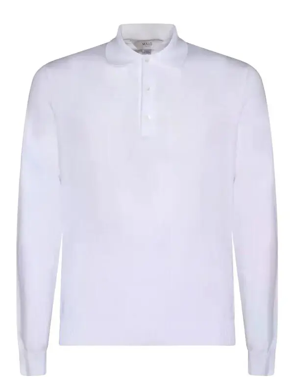 Malo Button Long-sleeved Polo Shirt - White